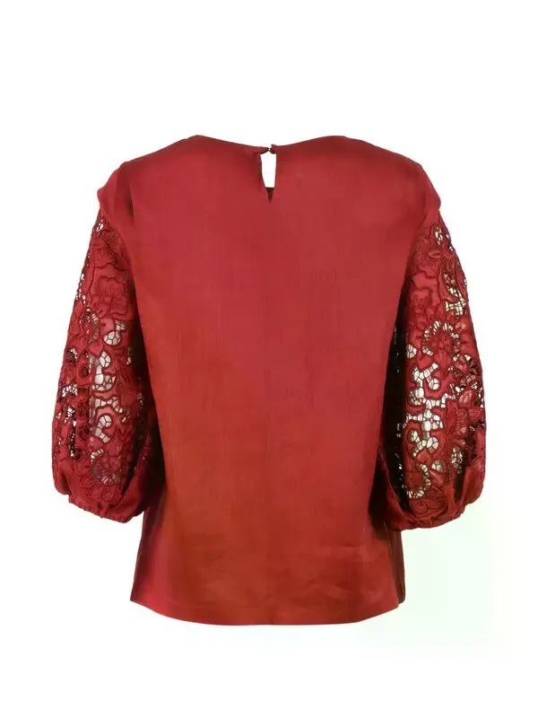 Max Mara Lace Sleeve Top - Red