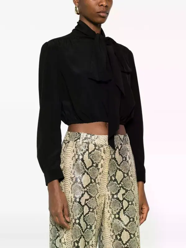 Saint Laurent Tie Detail Cropped Blouse