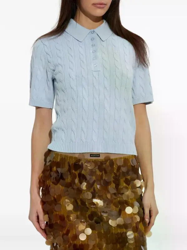 GESTUZ Cable Knit Polo Top