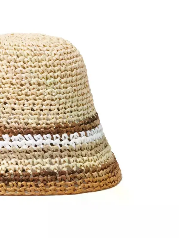 Fabiana Filippi Striped Woven Bucket Hat - Neutrals