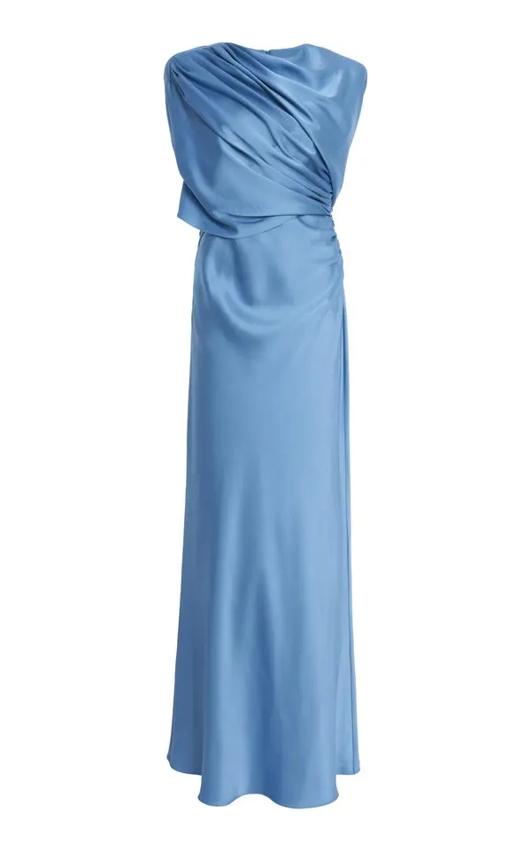 Stella McCartney Draped Satin Cape Gown - Blue