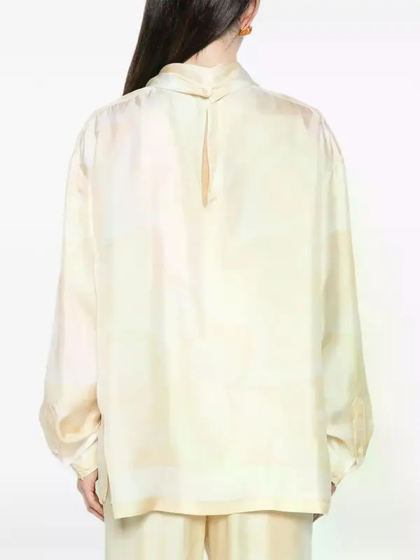Carven High-neck Long-sleeve Printed Top