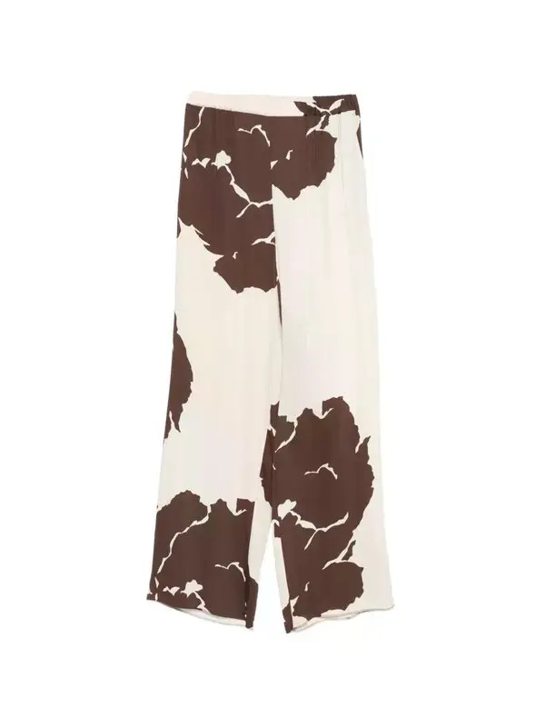 Marina Rinaldi Floral Print Wide-leg Trousers - Neutrals
