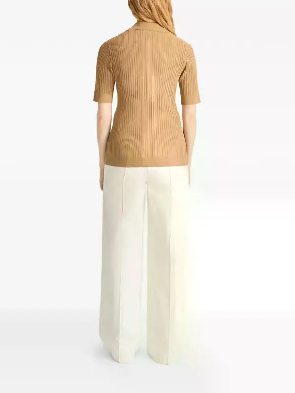 Fusalp Ribbed Knit Short-sleeved Polo Shirt - Brown