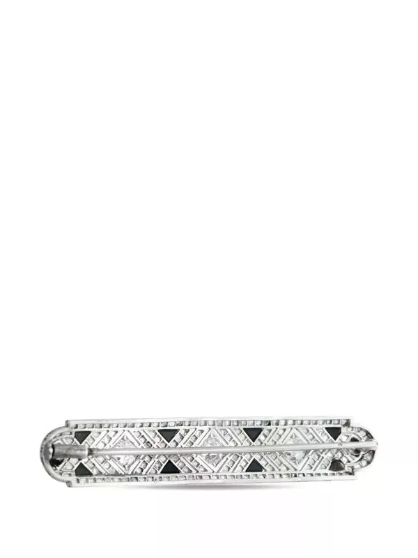 LB EXCLUSIVE 18k White Gold Diamond And Onyx Art Deco Brooch