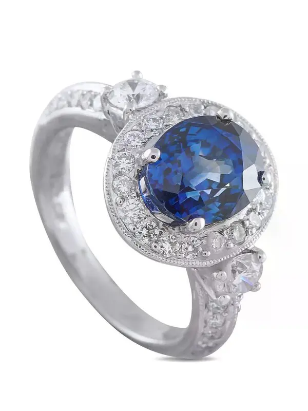 LB EXCLUSIVE Platinum Diamond And Sapphire Cocktail Ring