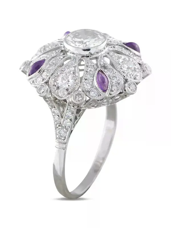 LB EXCLUSIVE Platinum Diamond And Amethyst Ring