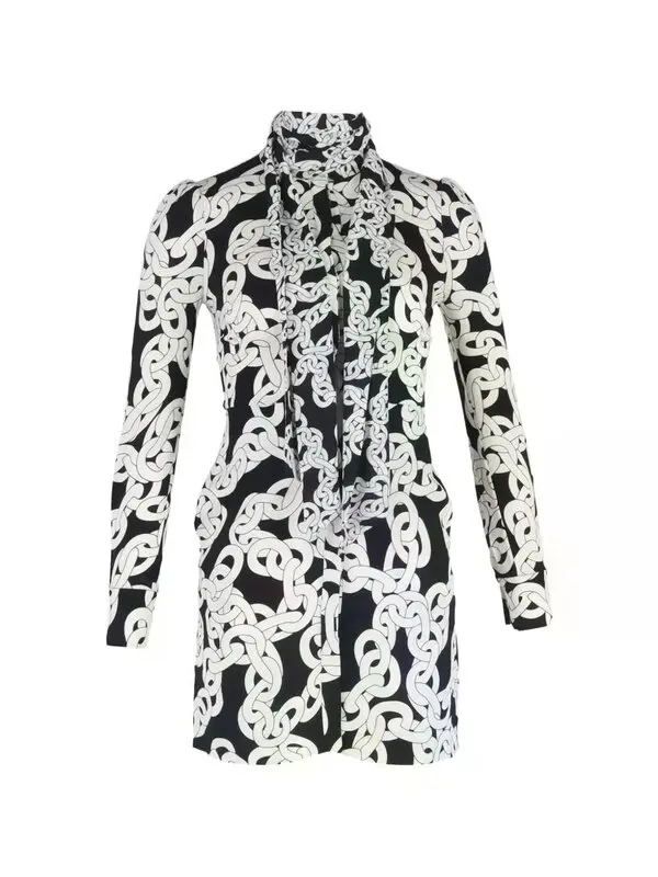 Diane Von Furstenberg Chain-print Tie Dress - Black