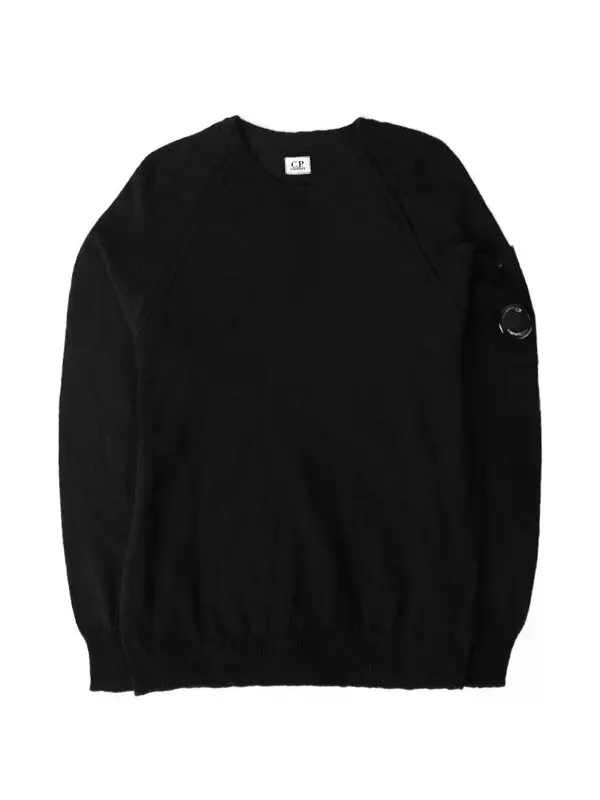 C.P. COMPANY Crew Neck Knitted Sweater With Sleeve Patch - Black
