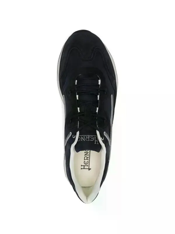 Herno Logo Appliqué Leather Sneakers - Blue