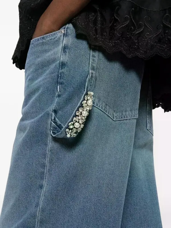 Simone Rocha Embellished Straight Leg Jeans