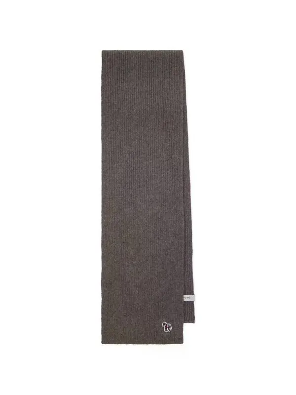 Paul Smith Ribbed Zebra-patch Scarf - Grey