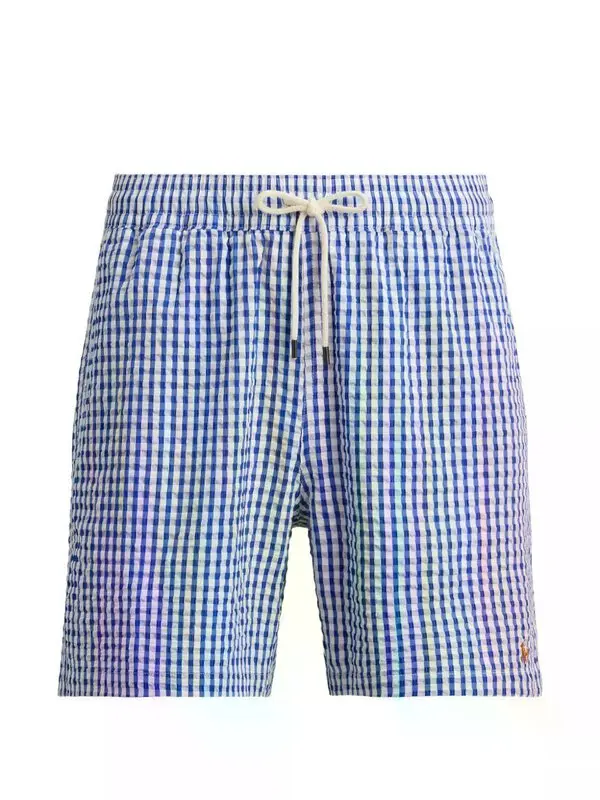 Polo Ralph Lauren Gingham Drawstring Swim Shorts - Blue