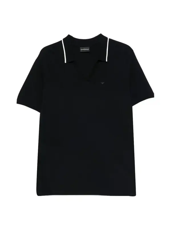 Emporio Armani V-neck Contrast-trim T-shirt - Blue