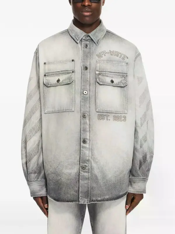Off-White Diagonal Embroidery Faded Overshirt