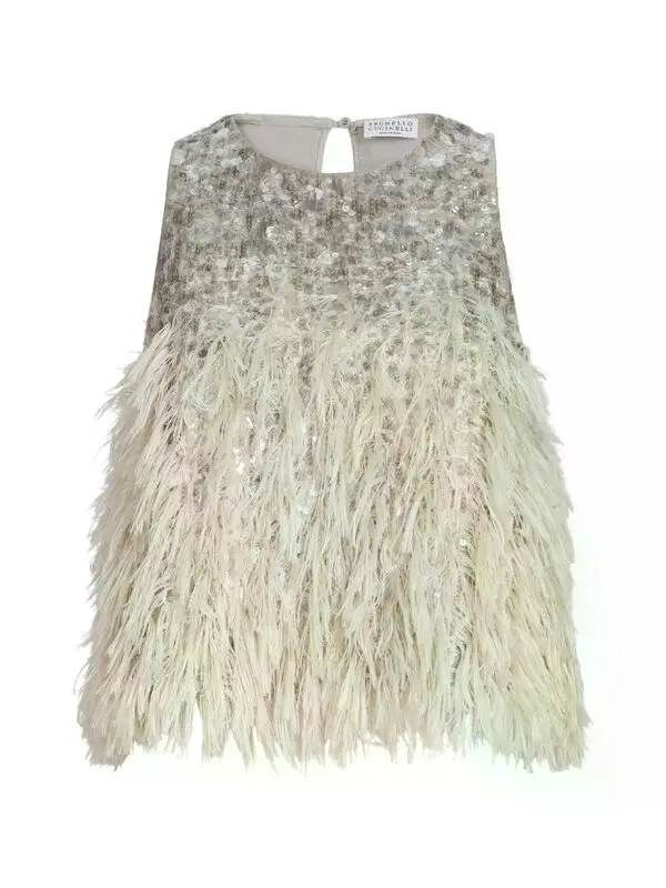 Brunello Cucinelli Embellished Sleeveless Top - Grey
