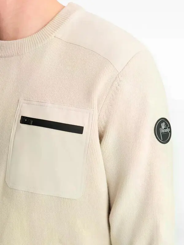 Fusalp Wool Crew Neck Sweater With Chest Pocket