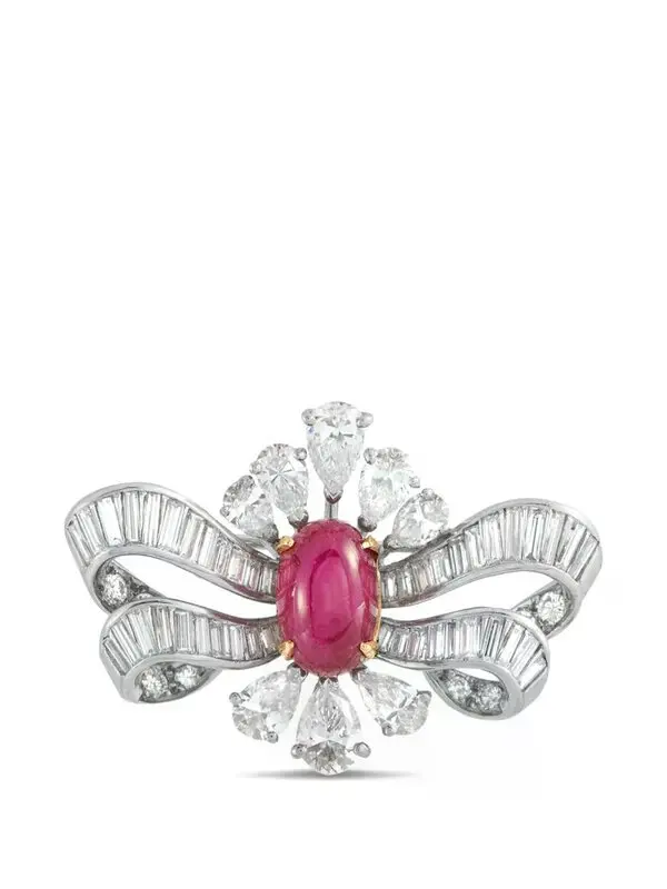 LB EXCLUSIVE Platinum Ruby And Diamond Brooch - Silver