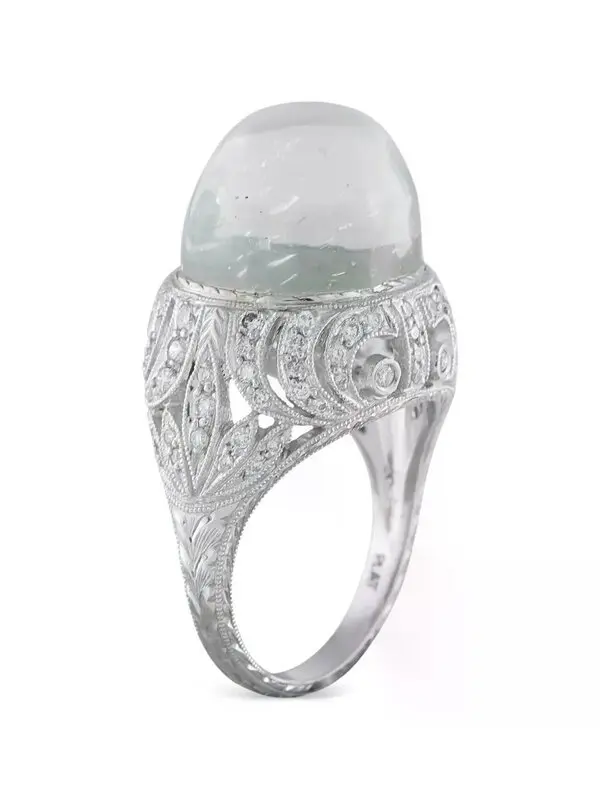 LB EXCLUSIVE Platinum Diamond And Moonstone Cocktail Ring - Silver