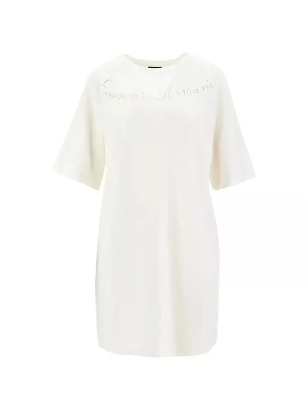 Emporio Armani Short Sleeve Appliqué Dress - Neutrals