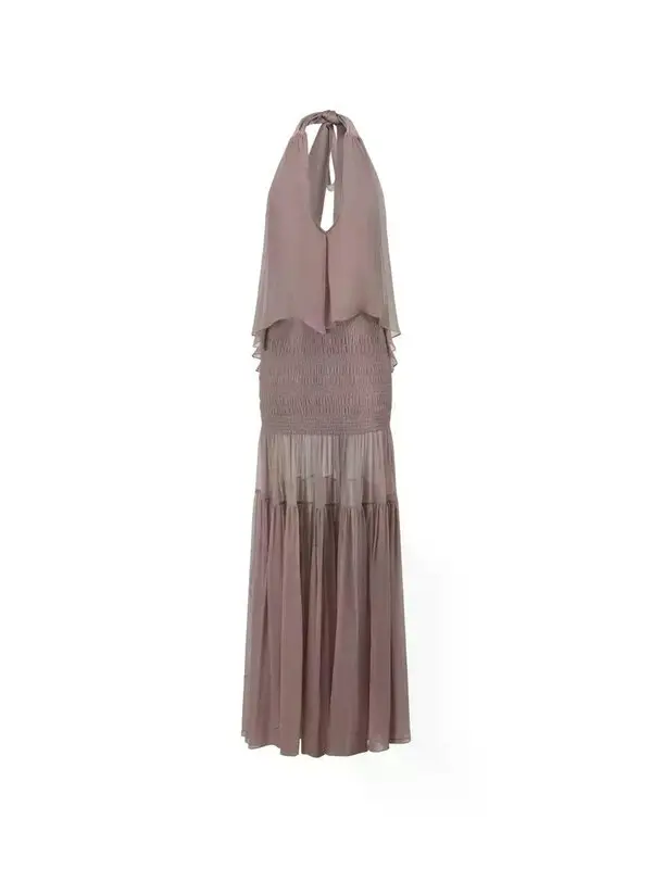 OUDE WAAG Halterneck Tiered Maxi Dress - Pink