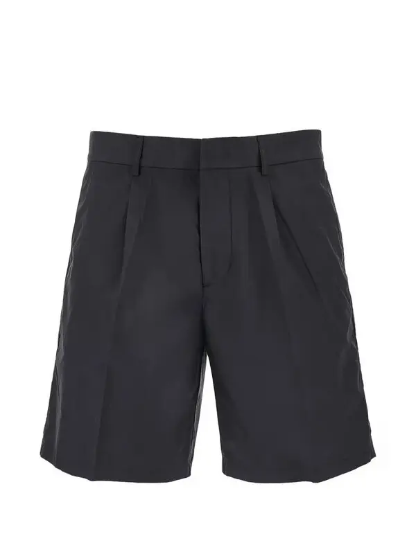 Emporio Armani Pleated Cotton Shorts - Black