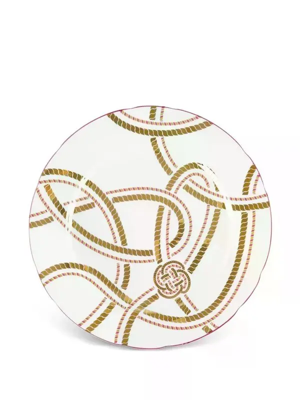 Shanghai Tang Year Of The Snake Knot Fine Bone China Plates Set Of Two - White
