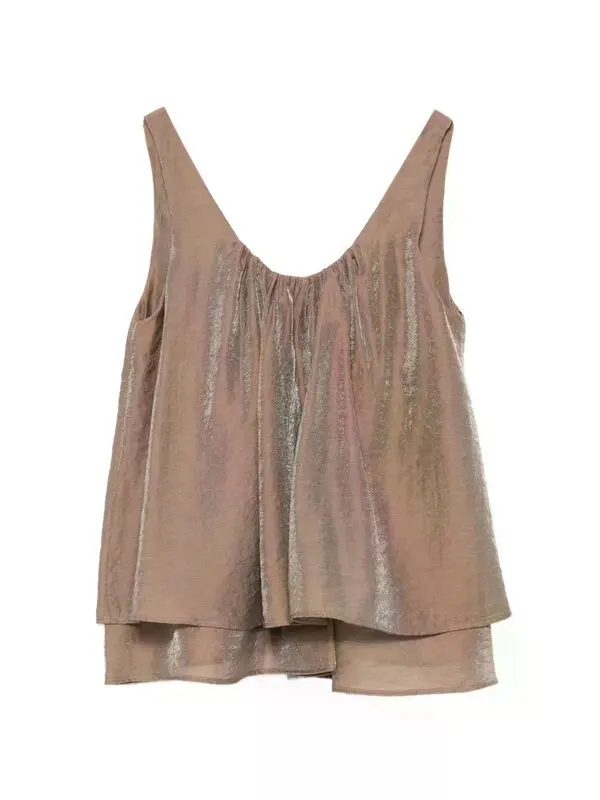 ELEH Sleeveless Tiered Top - Brown