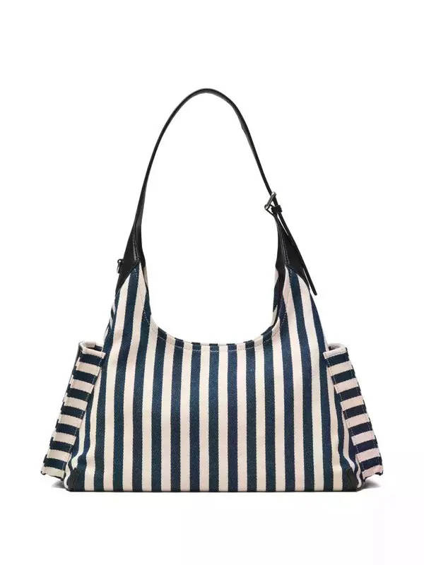 Marc Jacobs Belted Canvas Striped Tote Bag - Blue