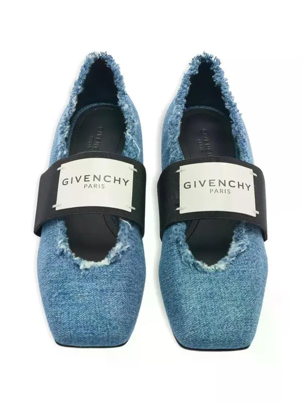 Givenchy Square-toe Denim Ballet Flats - Blue