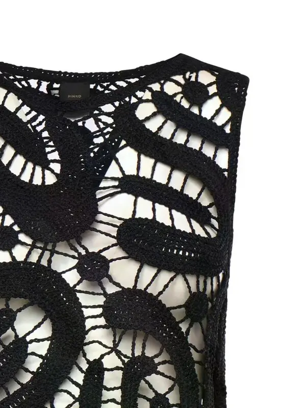 Pinko Crochet Sleeveless Cropped Top - Black