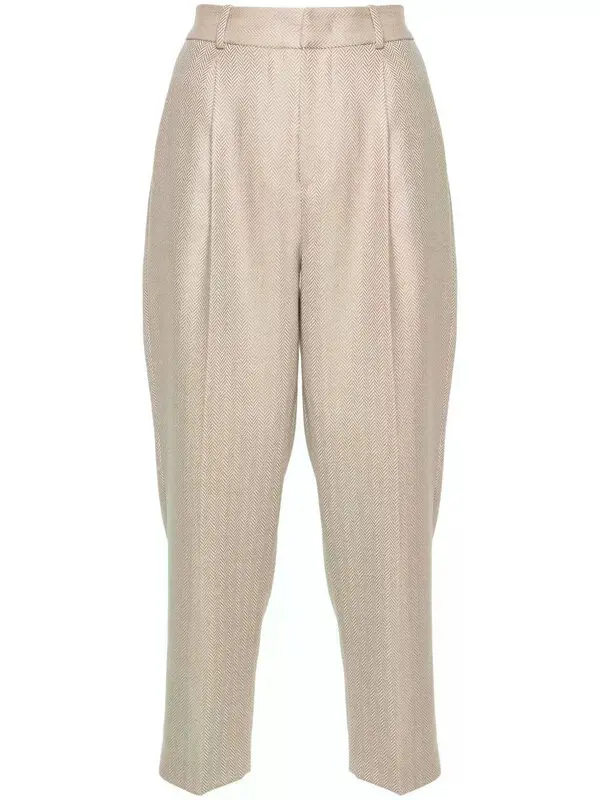 PT TORINO Virgin Wool Herringbone Trousers - Neutrals