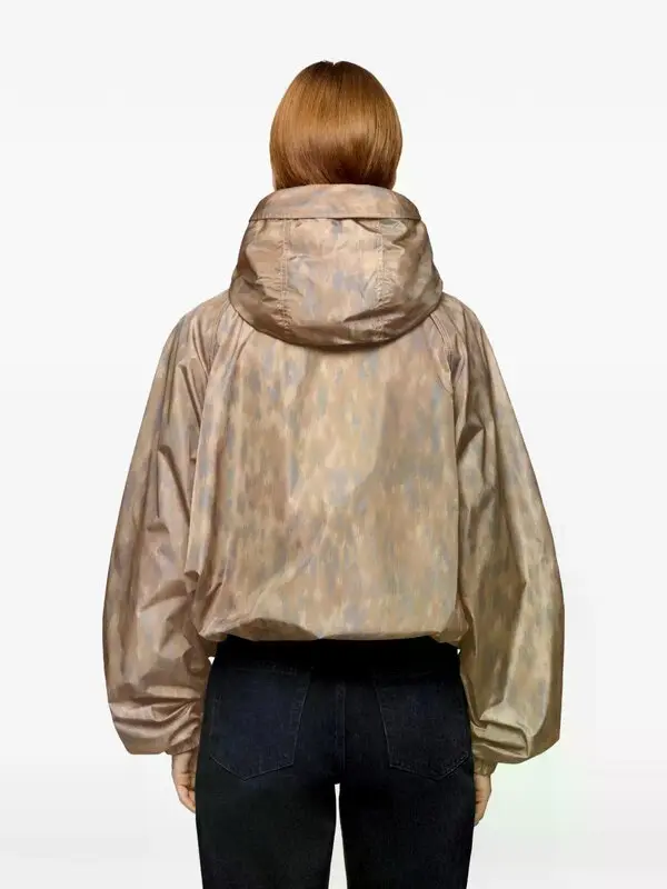 GANNI Printed Nylon Hooded Jacket - Neutrals