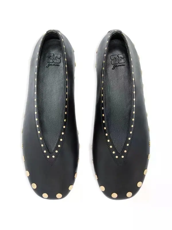 GANNI Studded Ballet Flats - Black
