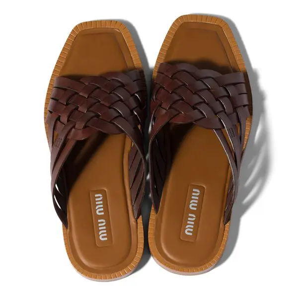Miu Miu Woven Leather Slides