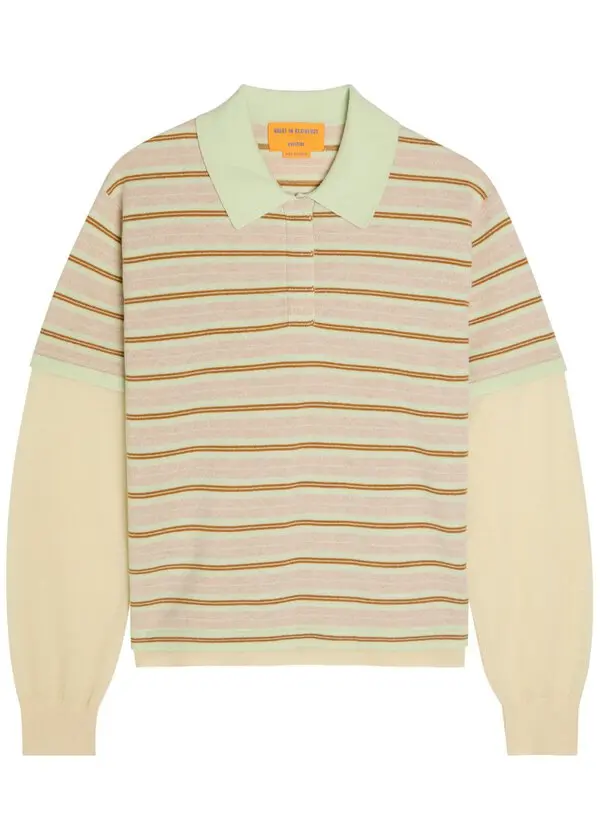 Guest In Residence Layered Striped Cashmere Rugby Jumper - Yellow