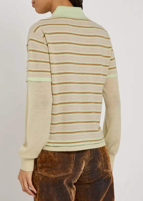 Guest In Residence Layered Striped Cashmere Rugby Jumper - Yellow
