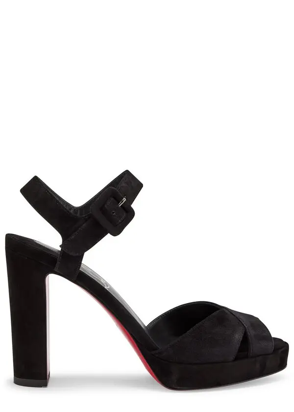 CHRISTIAN LOUBOUTIN Cora 100 Suede Sandals - Black