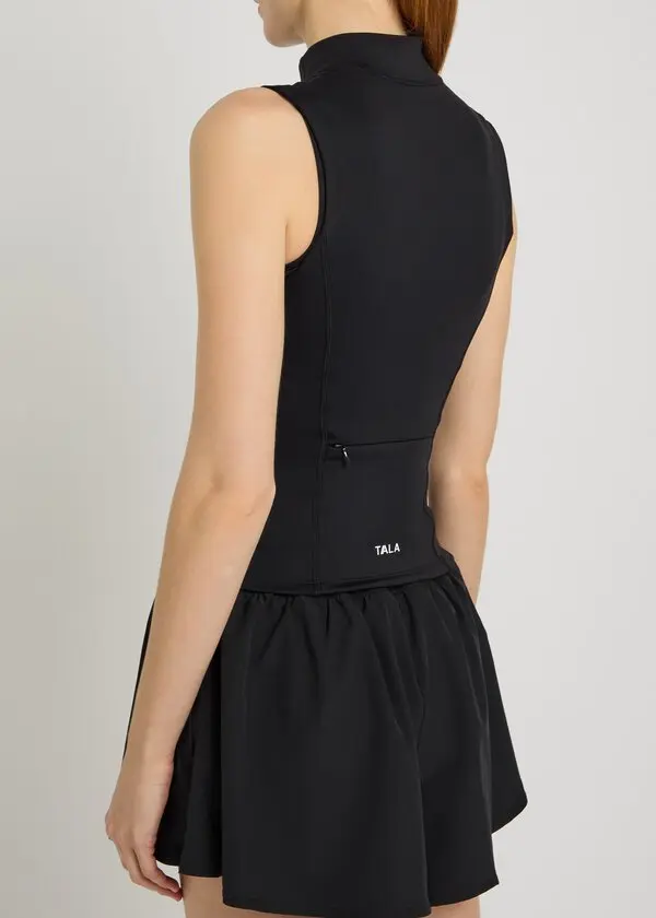 TALA Sleeveless High-neck Stretch-jersey Jacket With Zip Pocket - Black