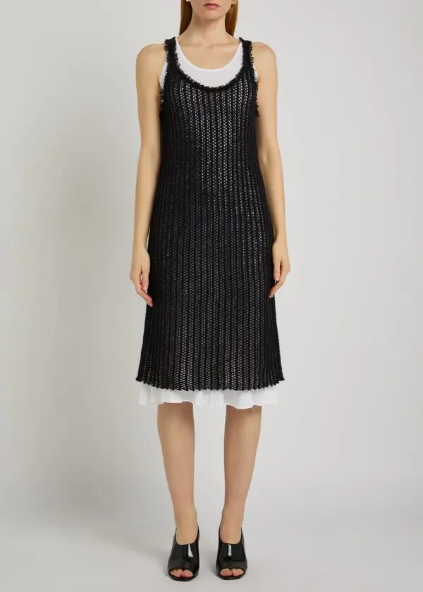 TOTEME Layered Mohair-blend Midi Dress - Black