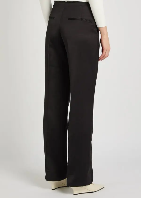TOTEME Raw-edged Straight-leg Satin Trousers