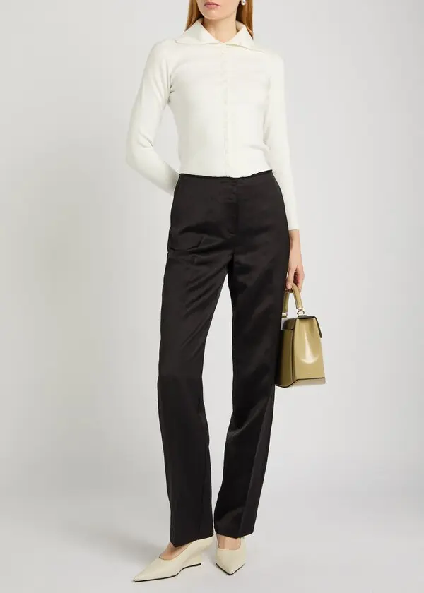 TOTEME Raw-edged Straight-leg Satin Trousers