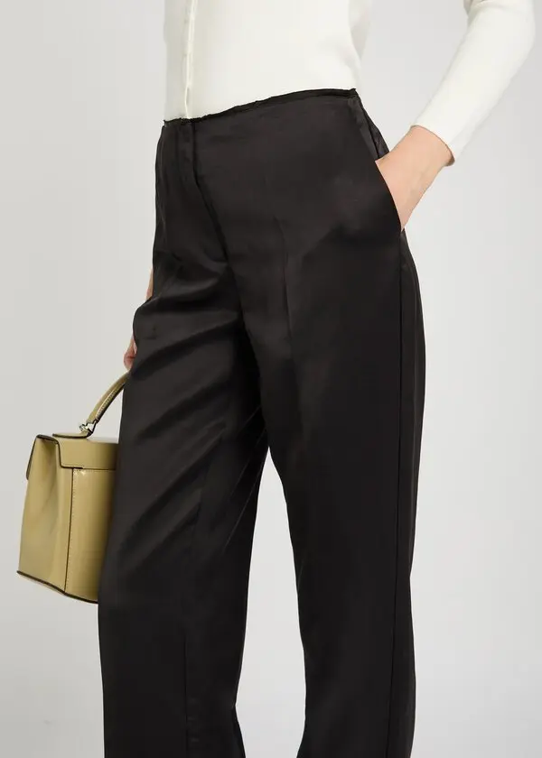 TOTEME Raw-edged Straight-leg Satin Trousers