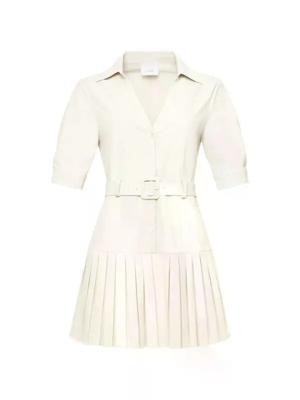 Cinq À Sept Ivory Pleated Belted Mini Dress