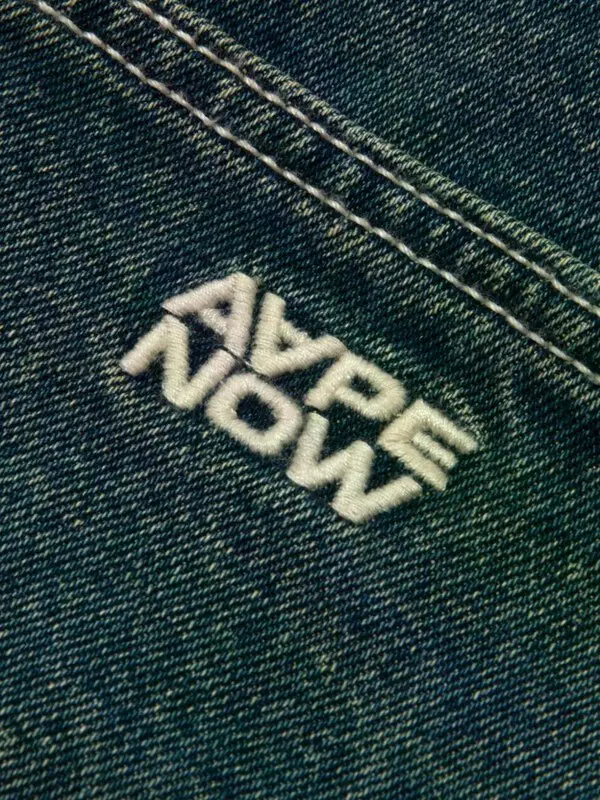 AAPE BY *A BATHING APE Embroidered Logo Denim Shorts