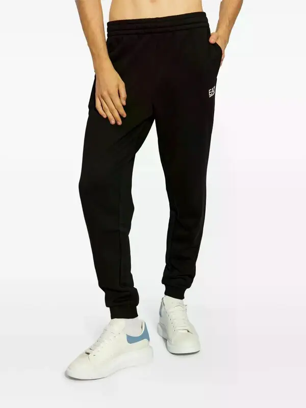 EA7 Logo-print Jersey Track Pants - Black