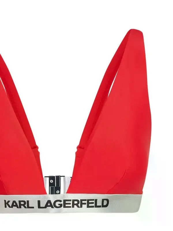 Karl Lagerfeld Logo Underband Triangle Bikini Top - Red