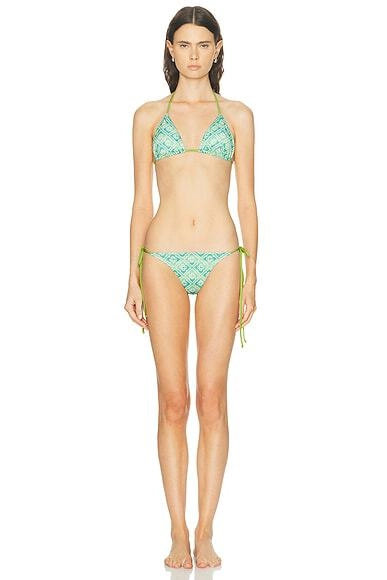 Casablanca Wavy Monogram String Triangle Bikini Top