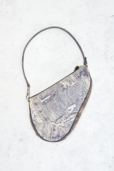 Dior Vintage Denim Saddle Bag - Black