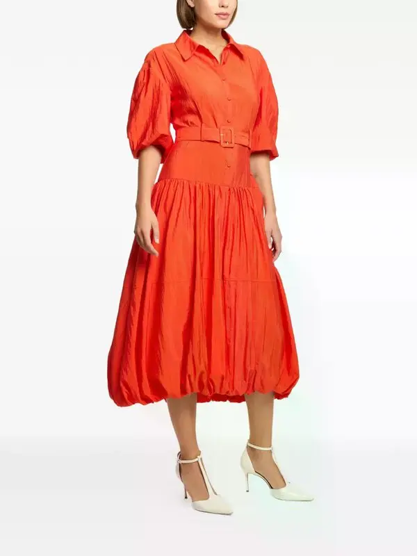 Cinq À Sept Daliah Belted Balloon-sleeve Midi Dress - Red